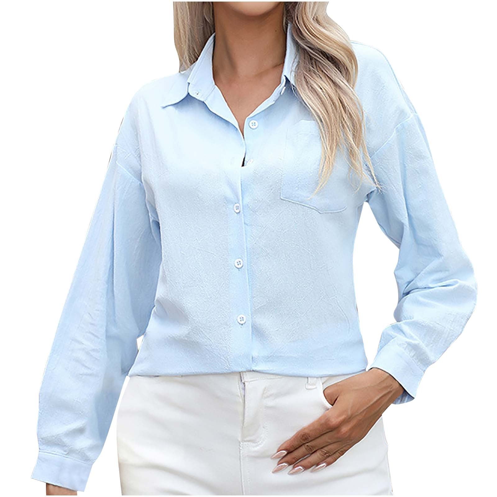 Business Casual Tops for Women Long Sleeve Button Down Office Blouses ...