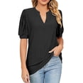 Business Casual Tops for Women V Neck Short Sleeve Eyelet Lace Blouse ...