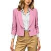 Business Casual Work Blazer for Women Ruched 3/4 Sleeve Lapel Single ...
