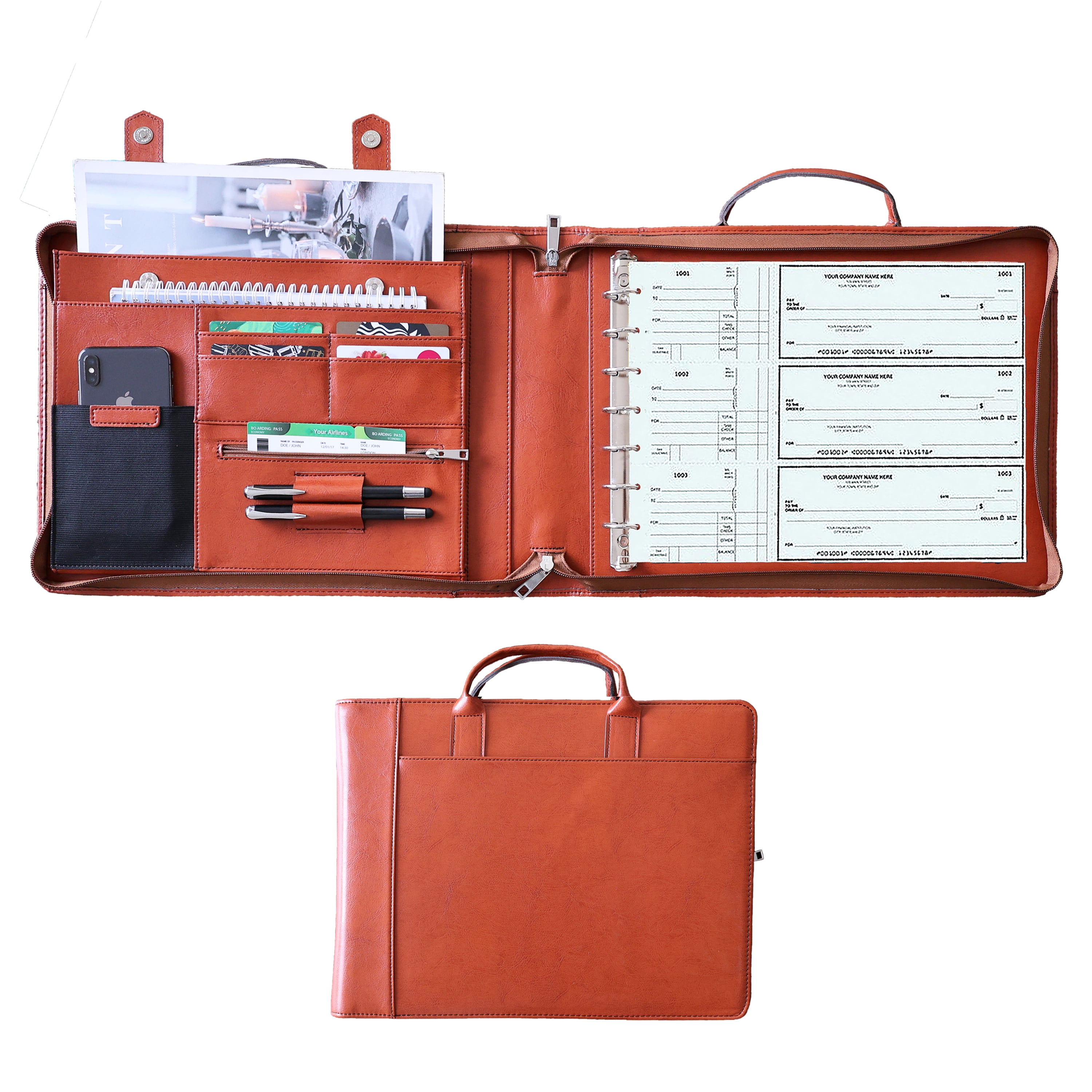 Personalized Vegan Leather Portfolio, Padfolio with Zipper, A4 Letter ...