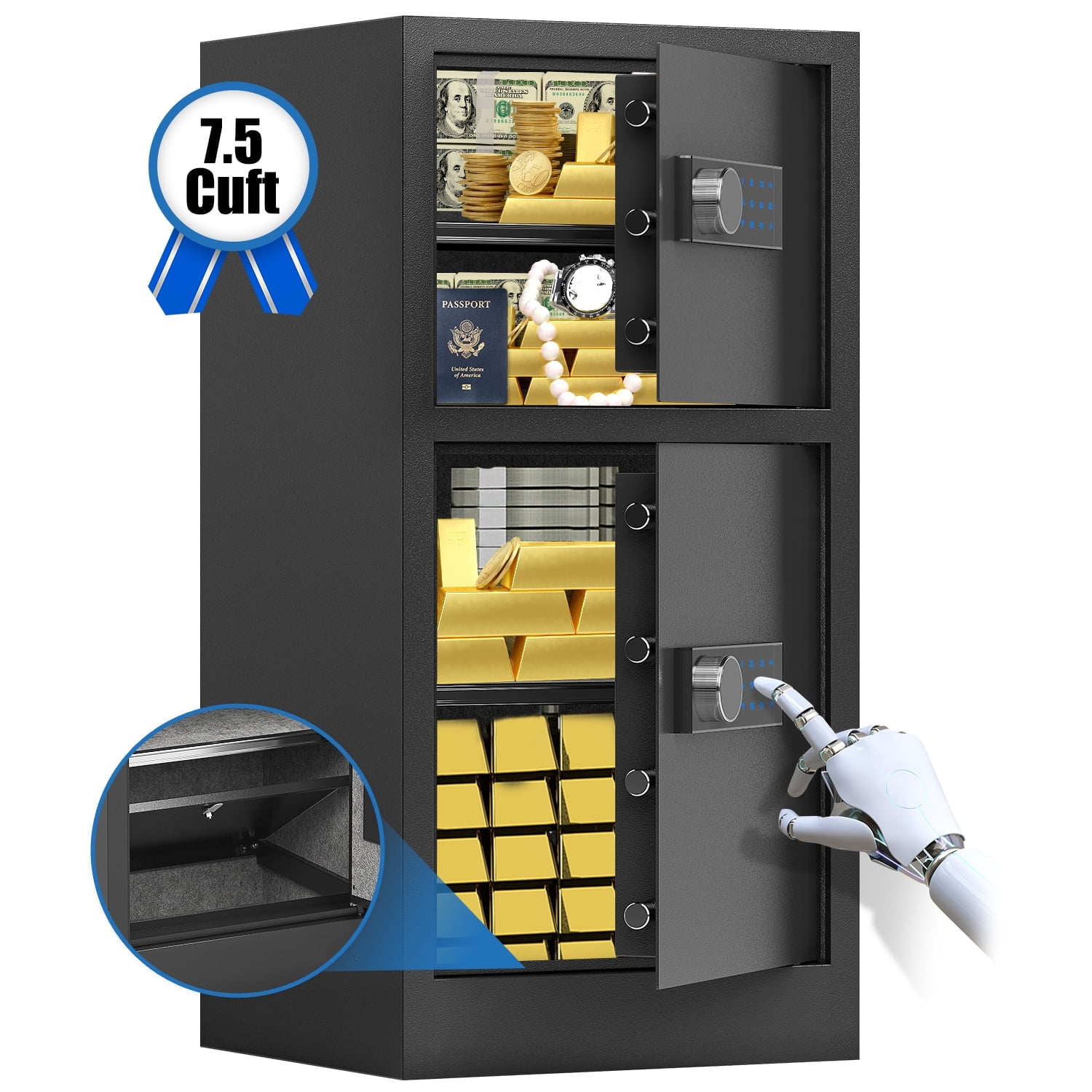 Omethey 7.5 Cub Extra Large Safe Box, Home Safe with Backlit Keypad ...