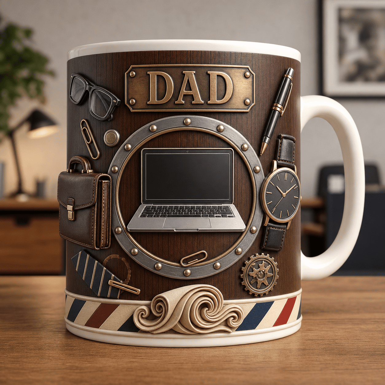 Business Dad Accent Mug, Office Coffee Mug with Briefcase Laptop Watch ...