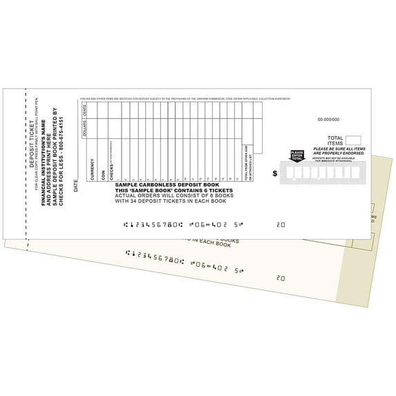 Business Deposit Books - 2 Part Custom Duplicate Deposit Tickets Carbonless (1000) - Walmart.com