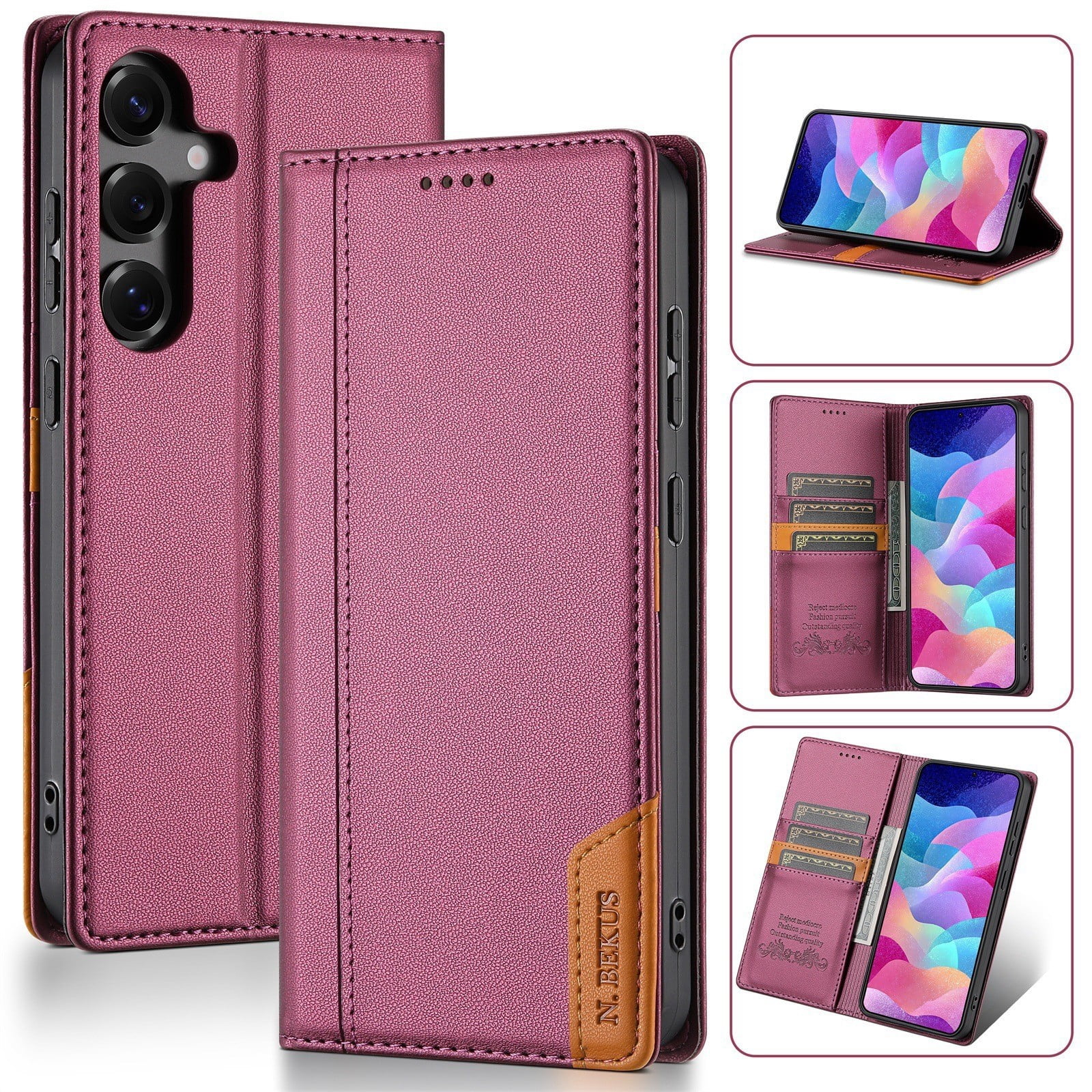 Business Flip Wallet Leather Case For Samsung S25 Edge S24 Ultra S23 FE ...