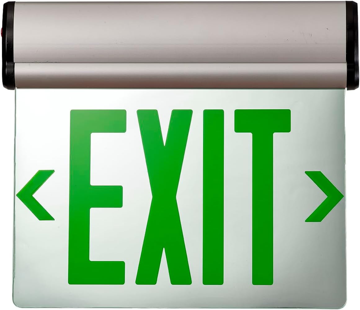 Business Green Exit Signs, Double Sided LED Edge Lit Exit Sign, UL 924 Certified, Hardwired ...