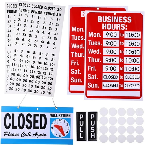 Business Hours Sign for Glass Door, 2 Business Hours Sign & 1 Open ...