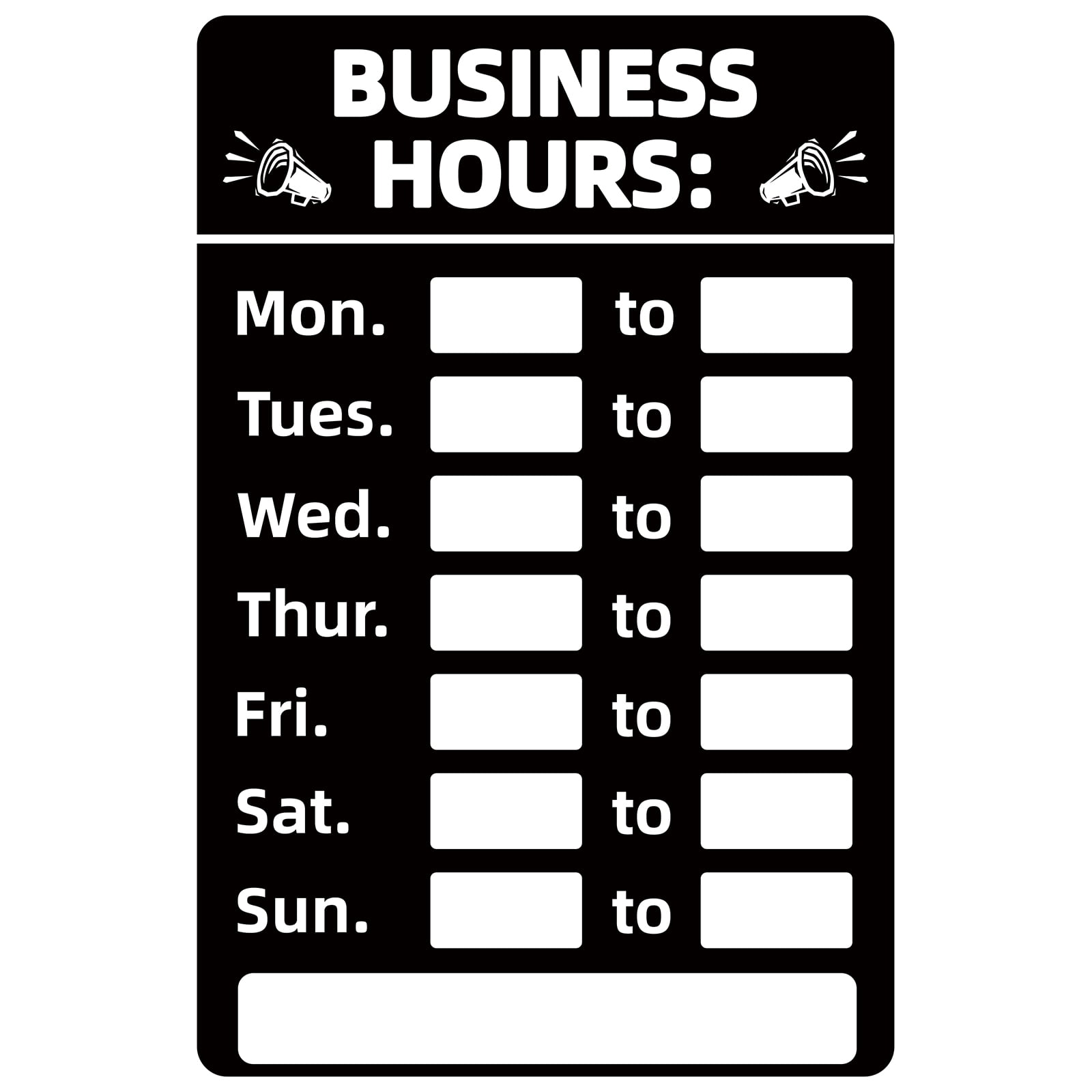 Business Hours Sign Hours of Operation Signs for Window / Door (Black ...