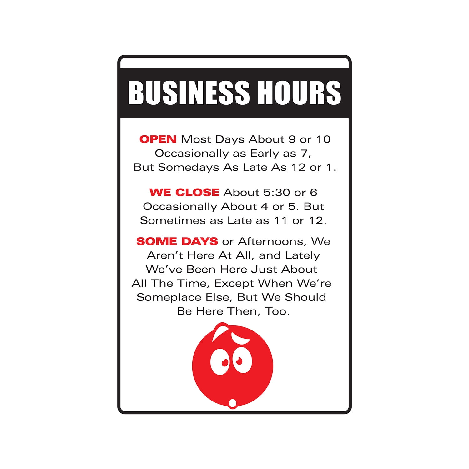 Business Hours Sign | Indoor/Outdoor | 20" Tall - Walmart.com