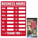 Business Hours Sign Open Mon Sun Closed Times Store Office Cling Window ...