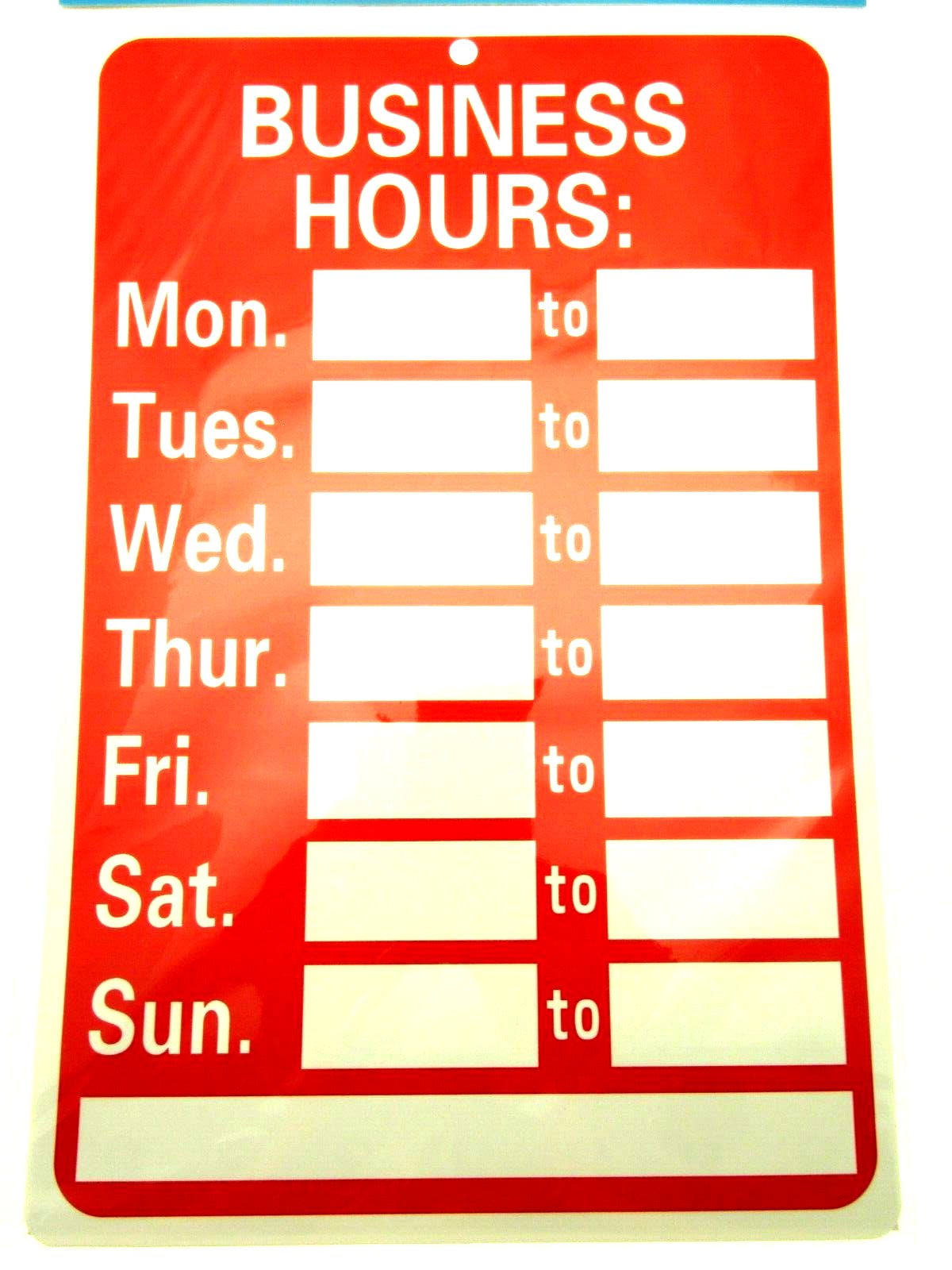 Business Hours Sign with Sticker Decal Numbers - 11.8" x 7.87" Red ...