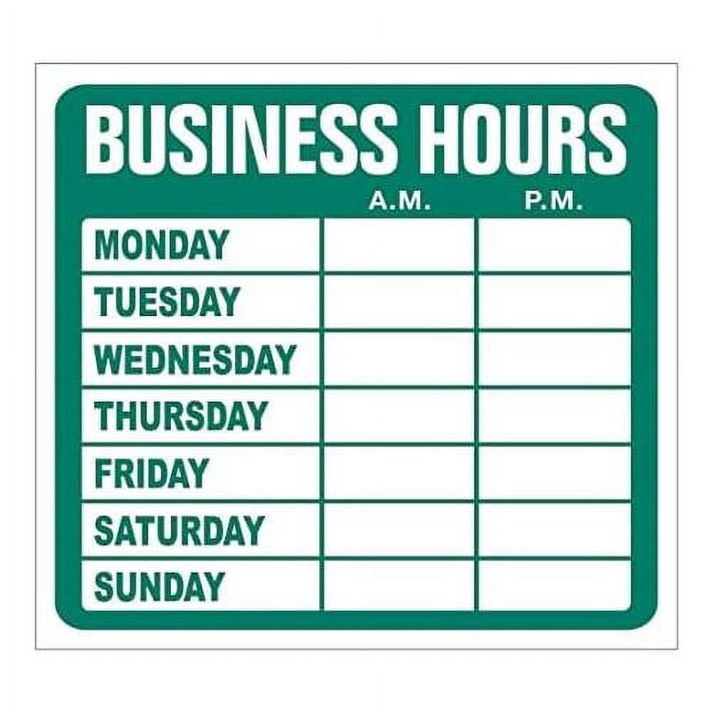 Business Hours Static Cling Green Sign Store Window Vinyl Decal Sticker ...
