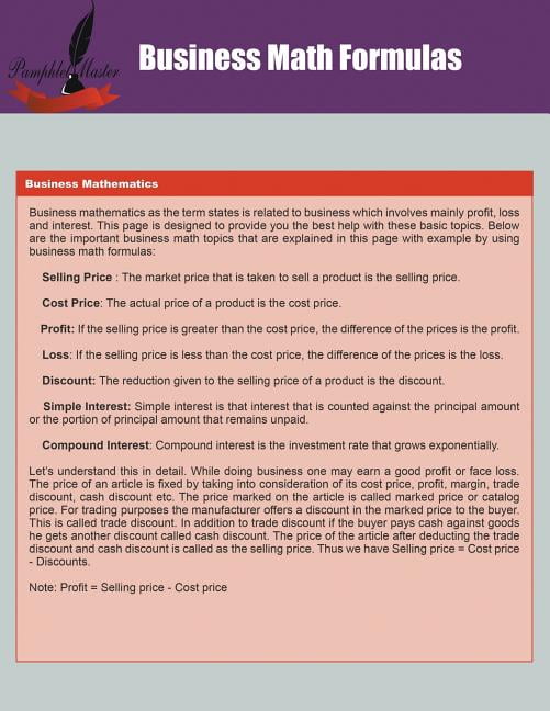Business Math Formulas Paperback Walmart business-math-formulas-paperback-walmart