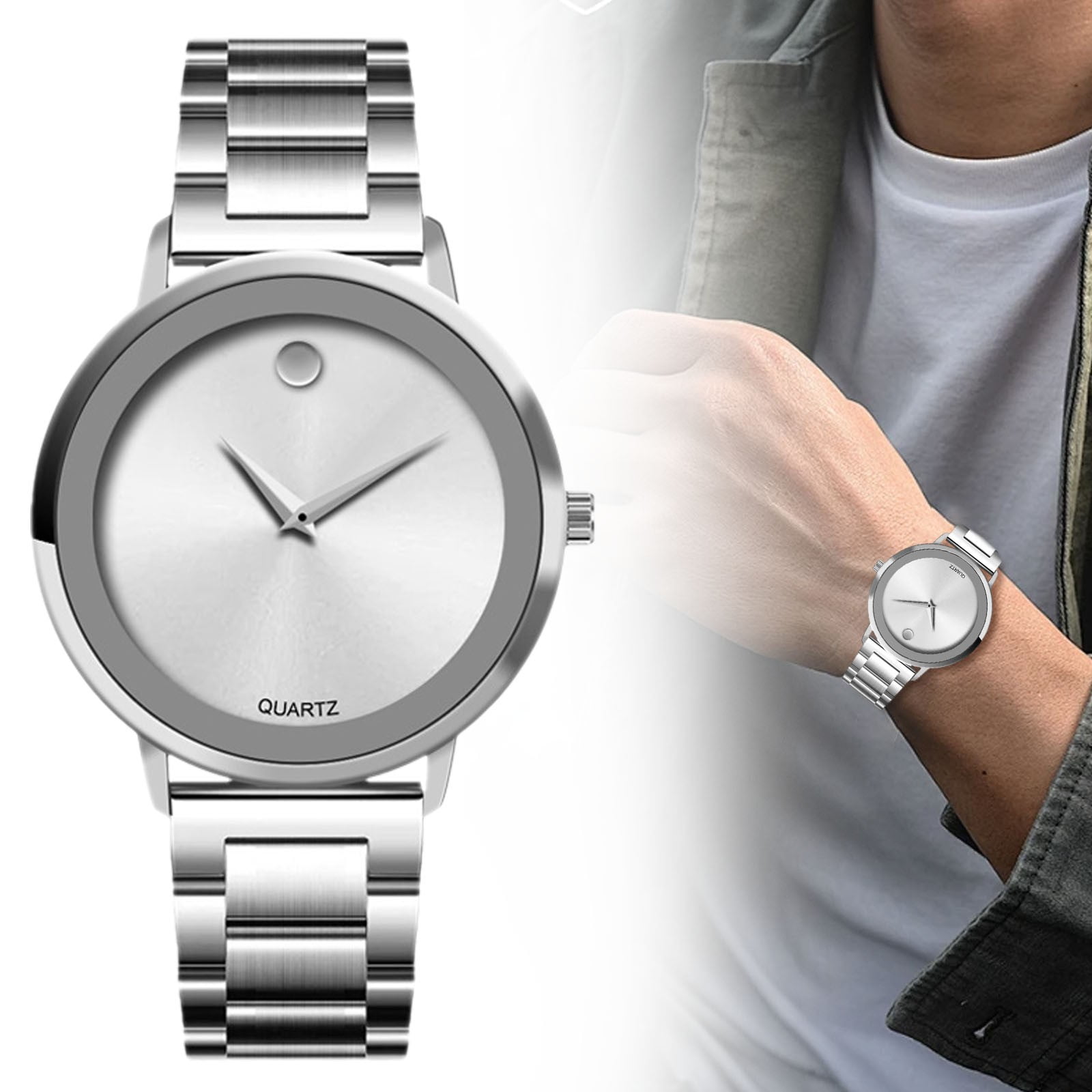 Business Men Simple Steel Strap Watch Face Men's Luxury Quartz Watch ...