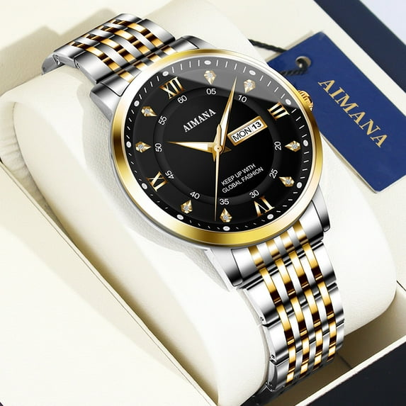 Business Men's Watch Quartz Watch Luminous Dual Calendar Ultra-thin Men ...