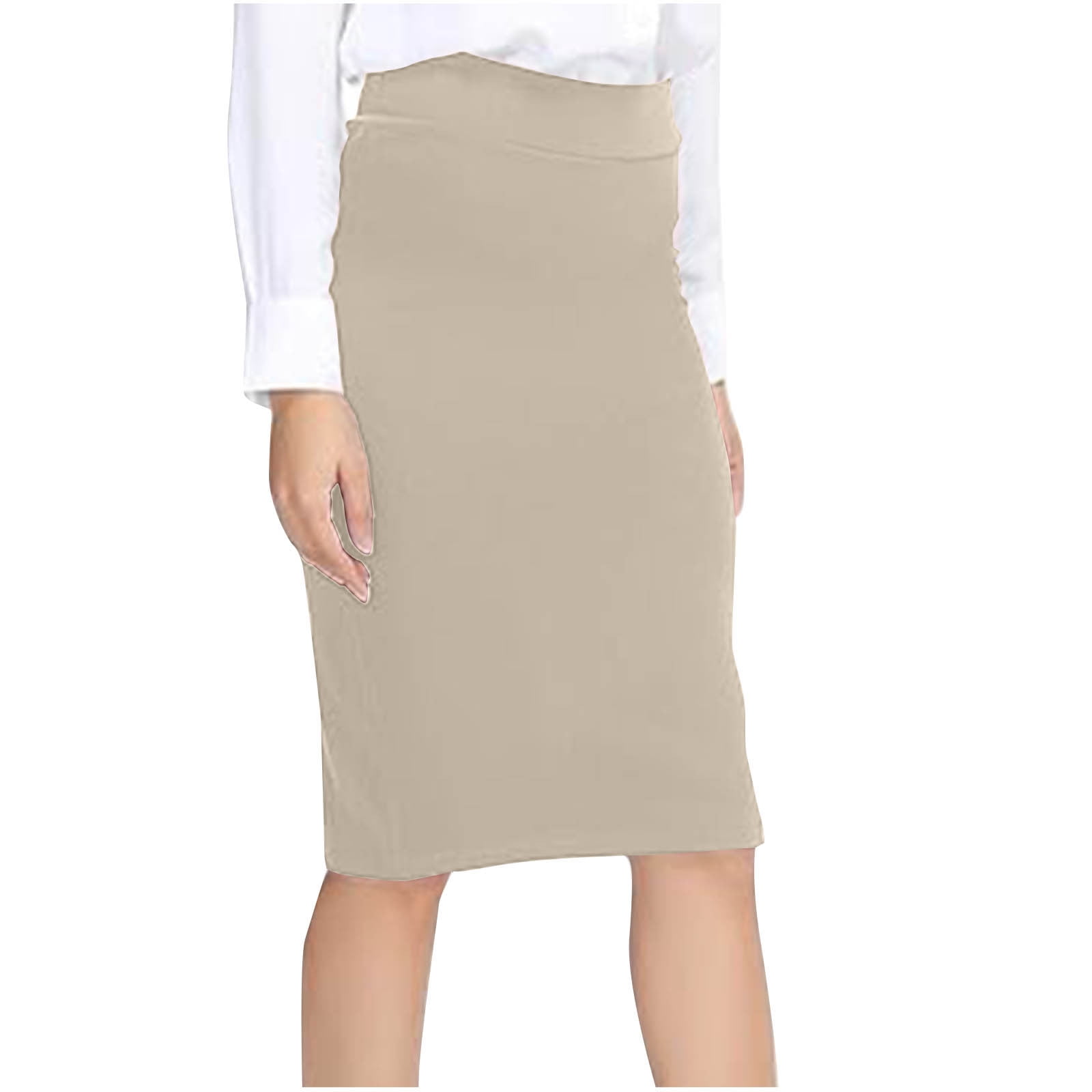 Business Pencil Skirt for Women 2025 Fashion Solid Color Elastic Waist ...