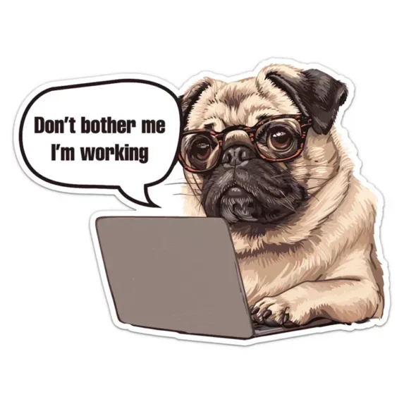 Business Pug Dog Sticker Phone Decal Water Bottle Stickers Car Decals ...