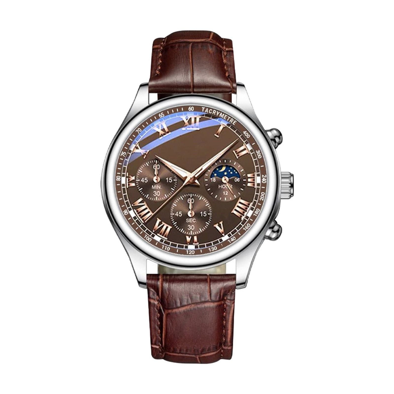 Business Quartz Sports Watch with Casual Leather Strap,Sleek Design for ...