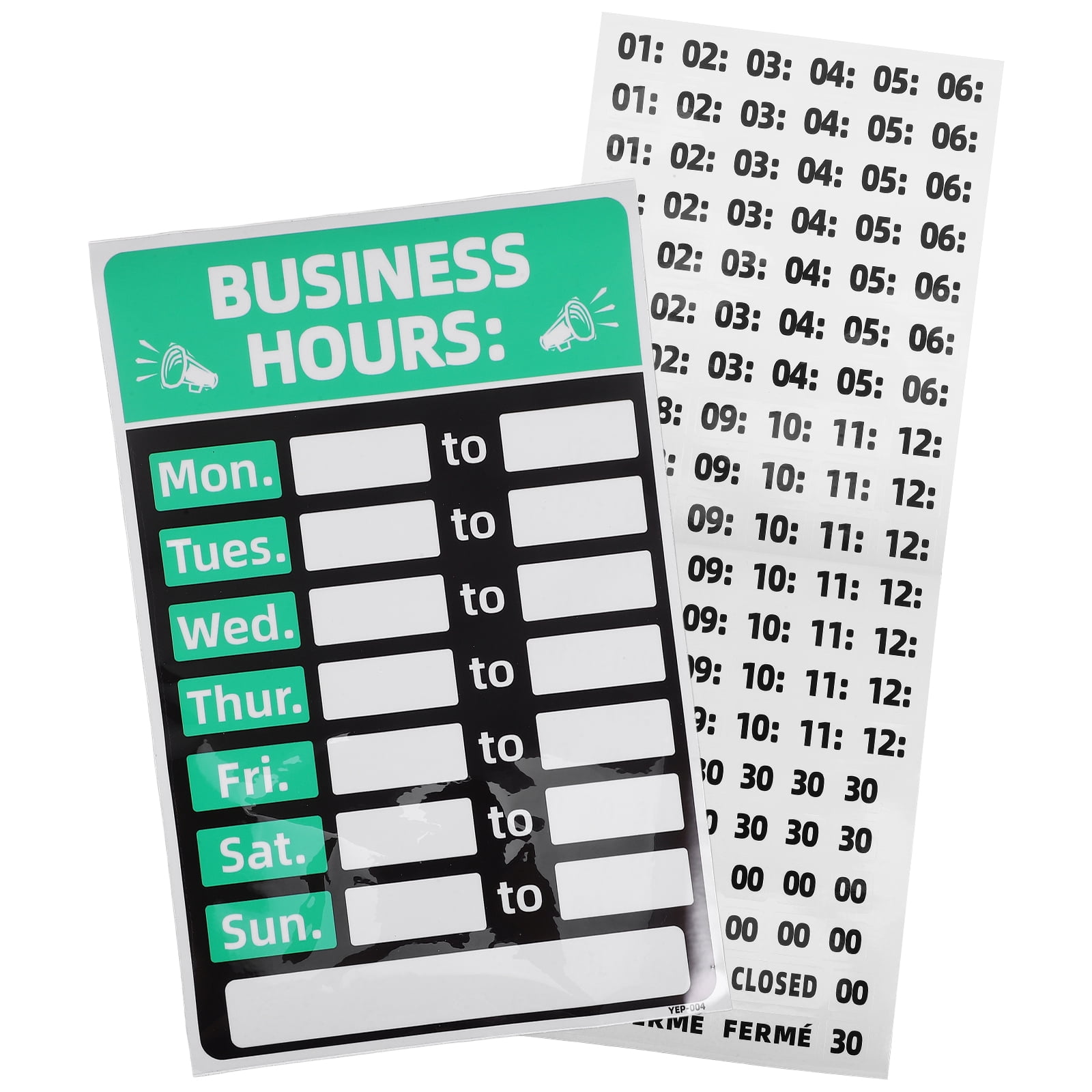 Business Hours Sign for Glass Door PVC Changeable Open Closed Sign for ...