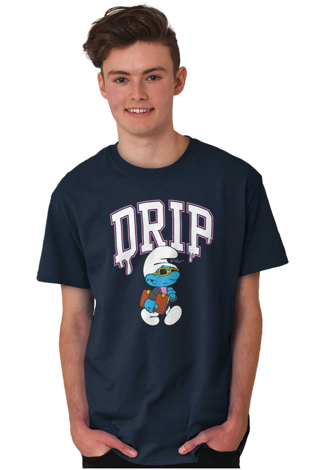 Business Smurf Cartoon Cool Boss Drip Men's Graphic T Shirt Tees Brisco ...