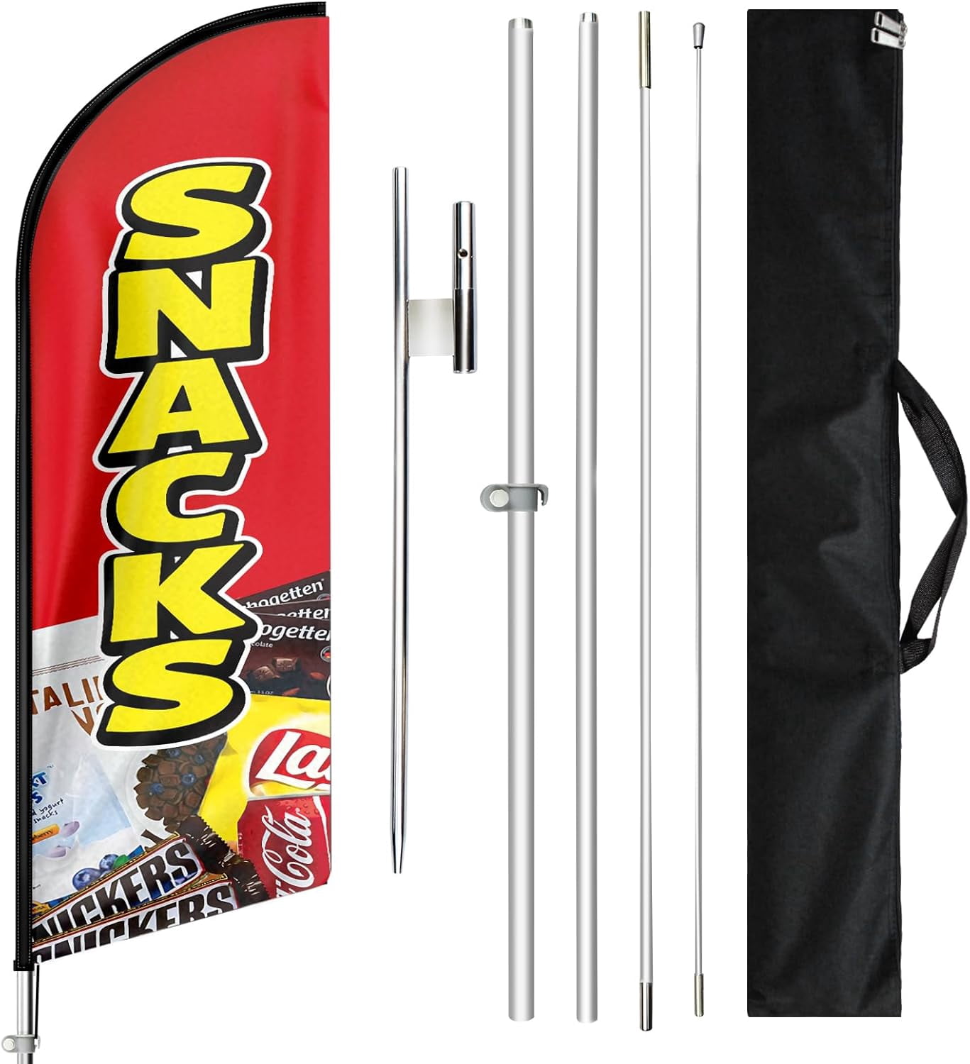 Business Snacks Signs, 11FT Polyester Snacks Flag with Aluminium Alloy ...