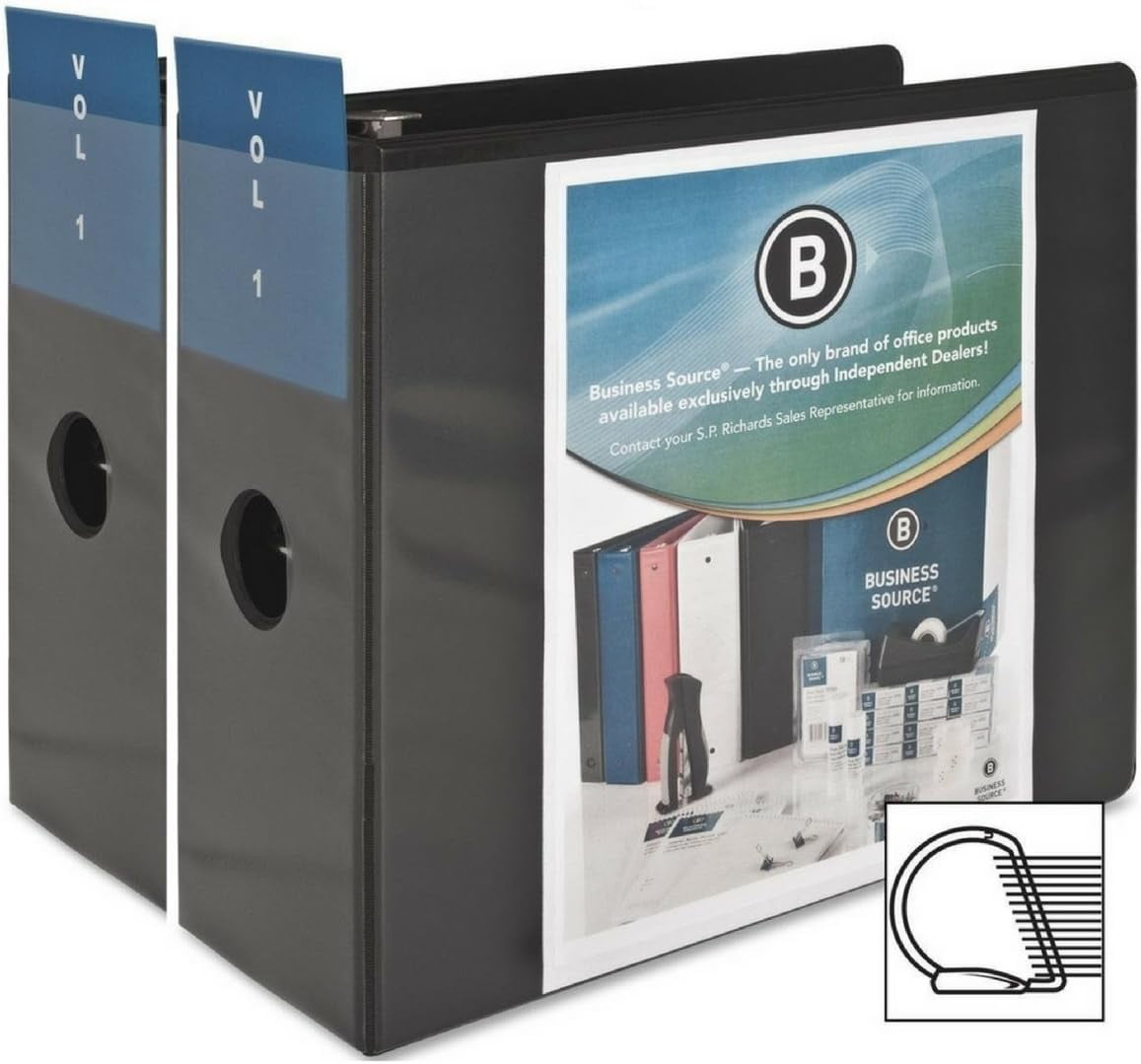 Business Source 2 Pack,Office Binder 5-Inch Slant D-Ring View Binder ...