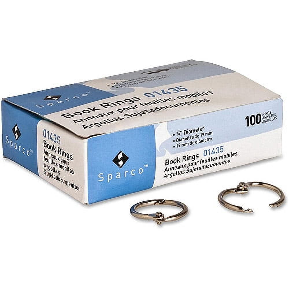 Business Source, BSN01435, Standard Book Rings, 100 / Box, Silver ...