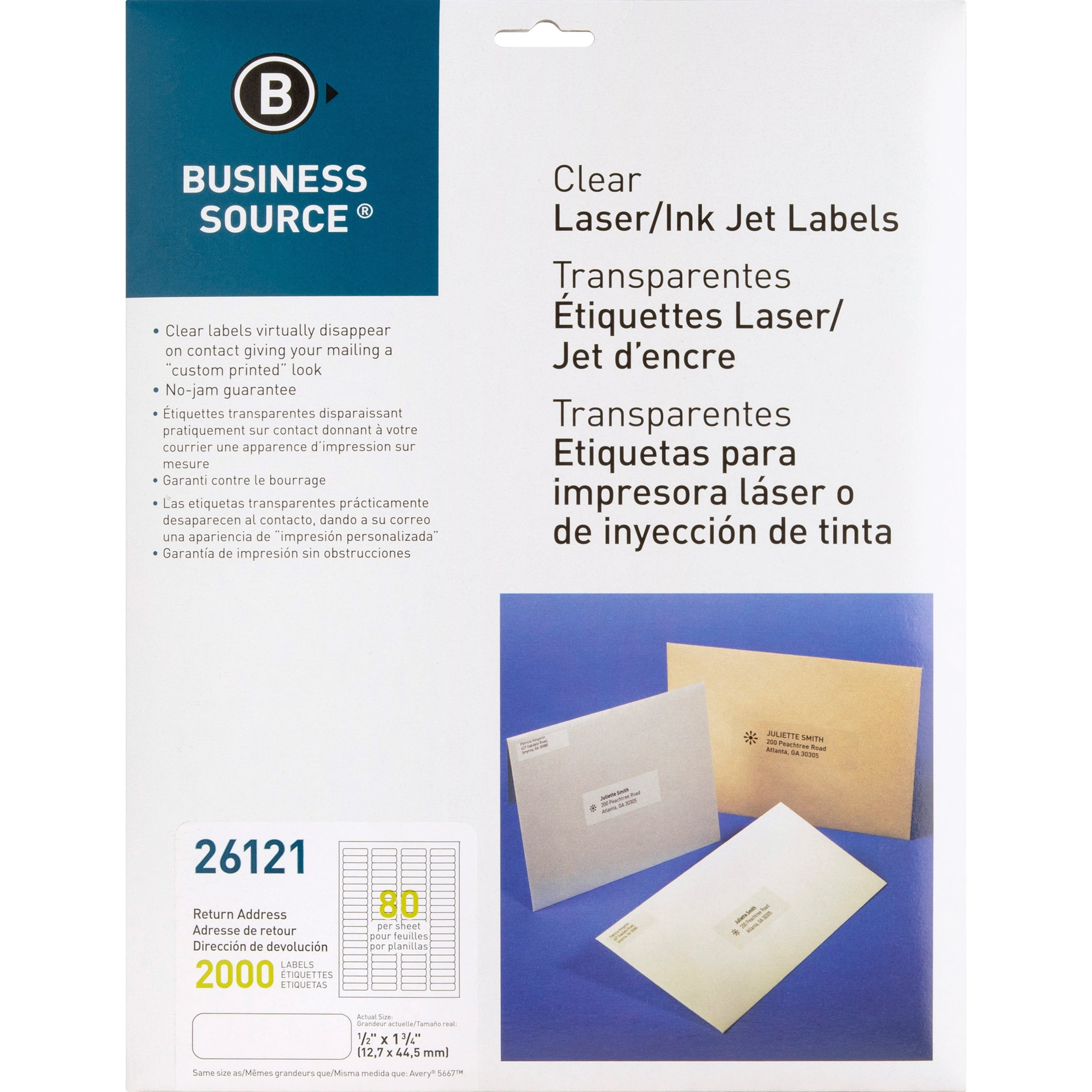Business Source, BSN26121, Clear Return Address Laser Labels, 2000 ...