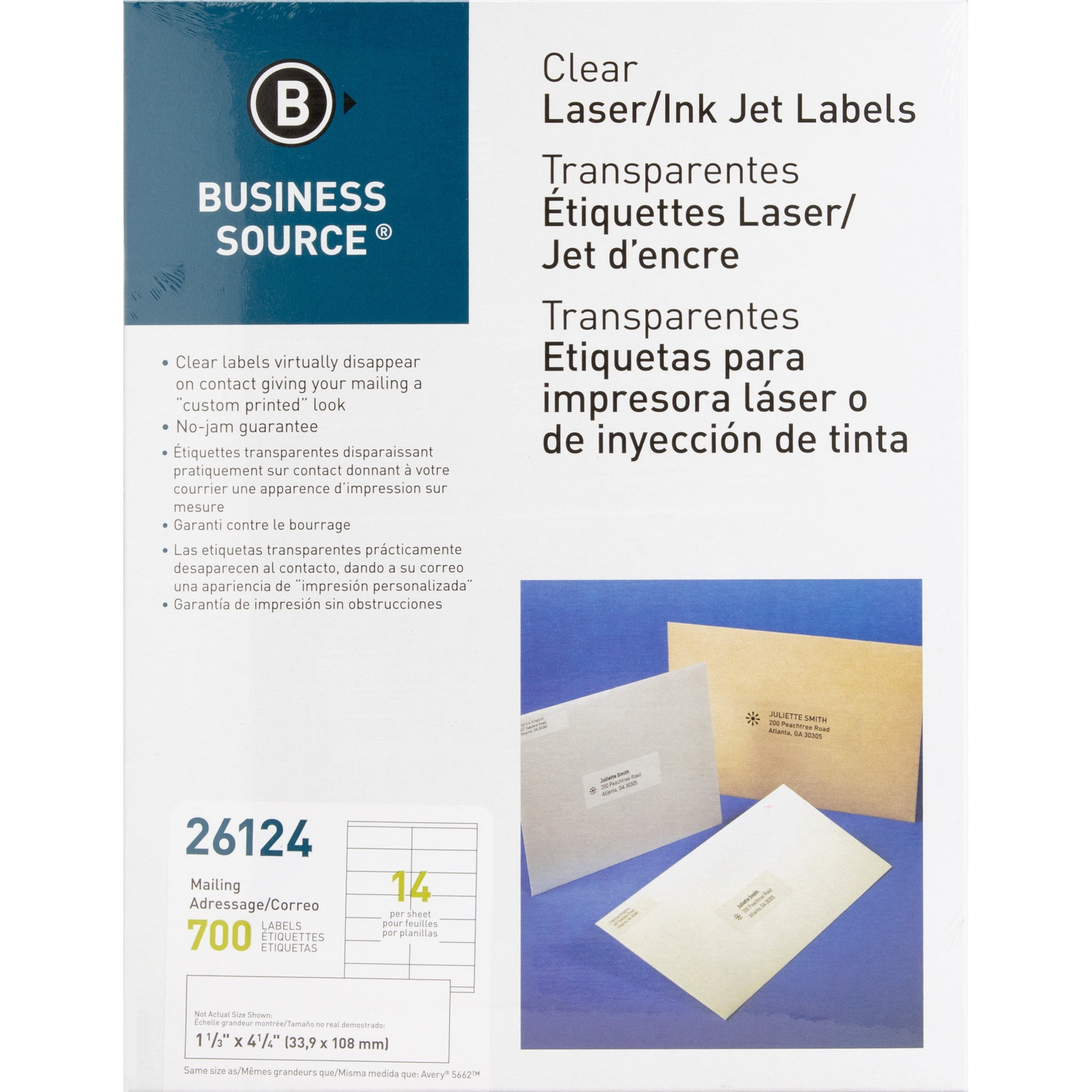Business Source, BSN26124, Clear Return Address Laser Labels, 700 ...