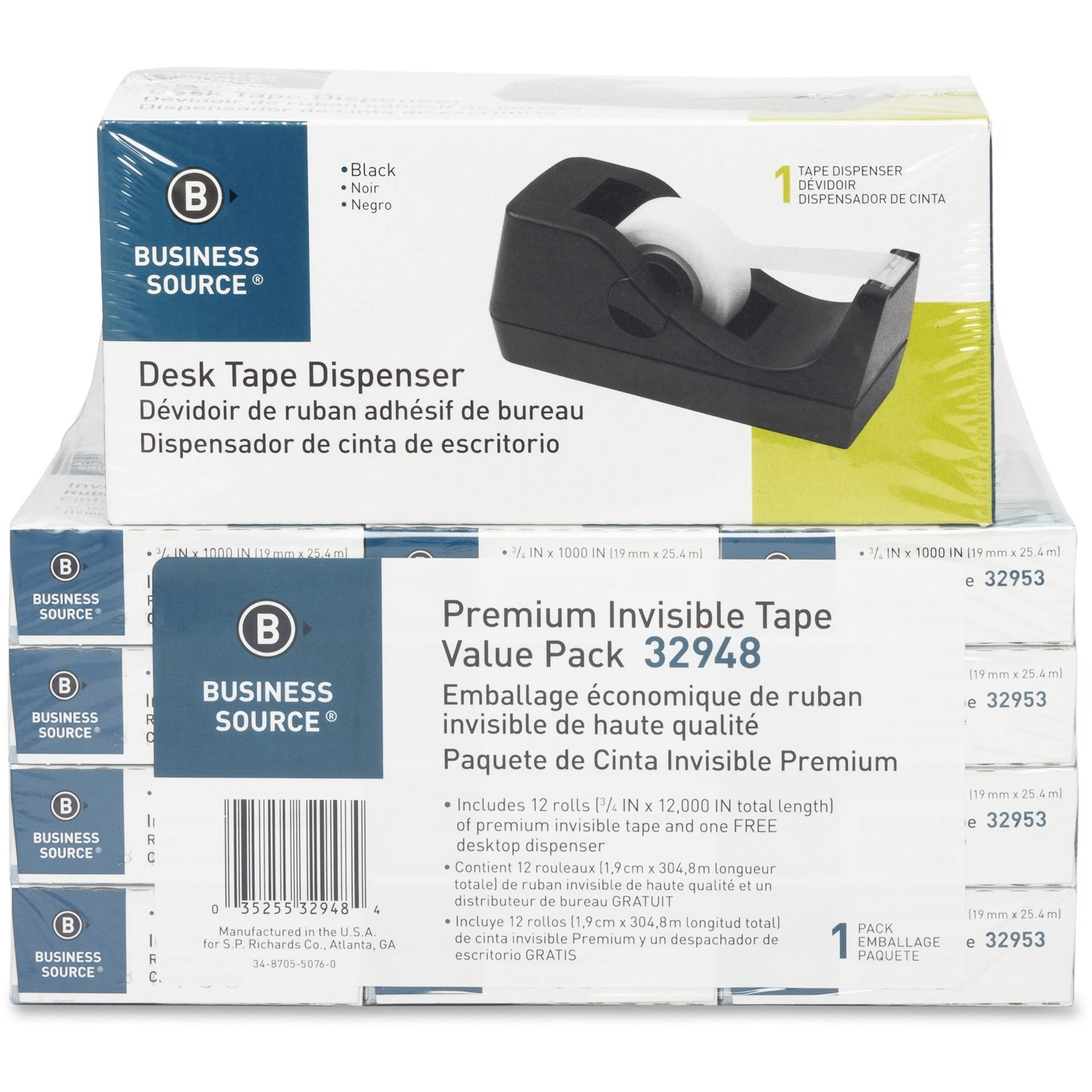Business Source, BSN32948, Invisible Tape Dispenser Value Pack, 12 ...