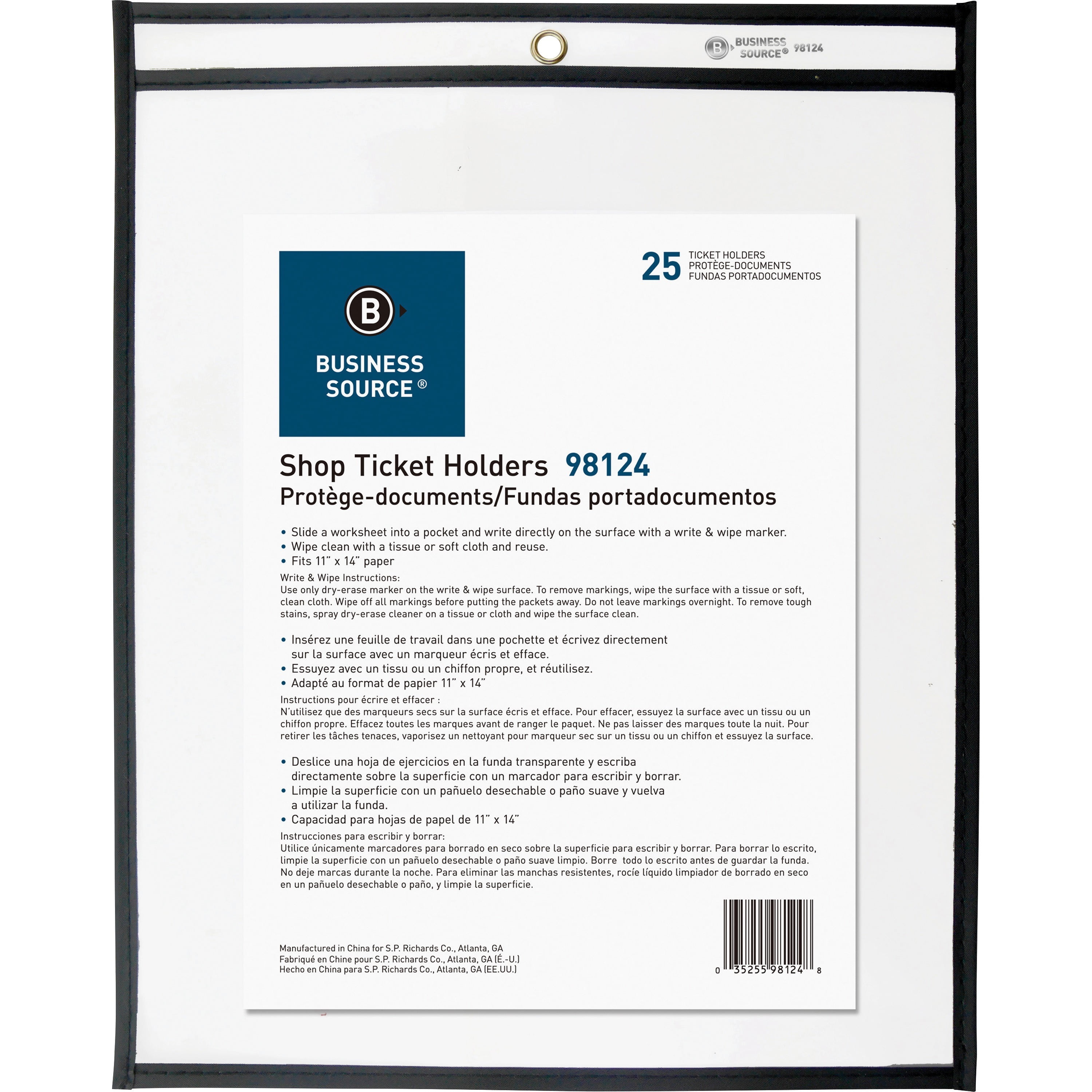 Business Source, BSN98124, Clear Heavyweight Shop Ticket Holder, 25 ...