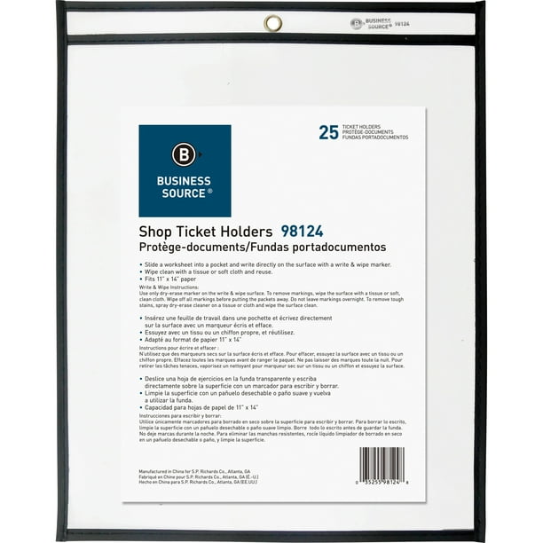 Business Source, BSN98124, Clear Heavyweight Shop Ticket Holder, 25 ...
