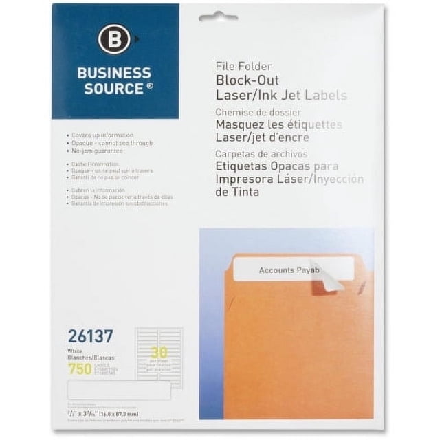 Business Source Block-out File Folder Labels Permanent Adhesive3.43 ...
