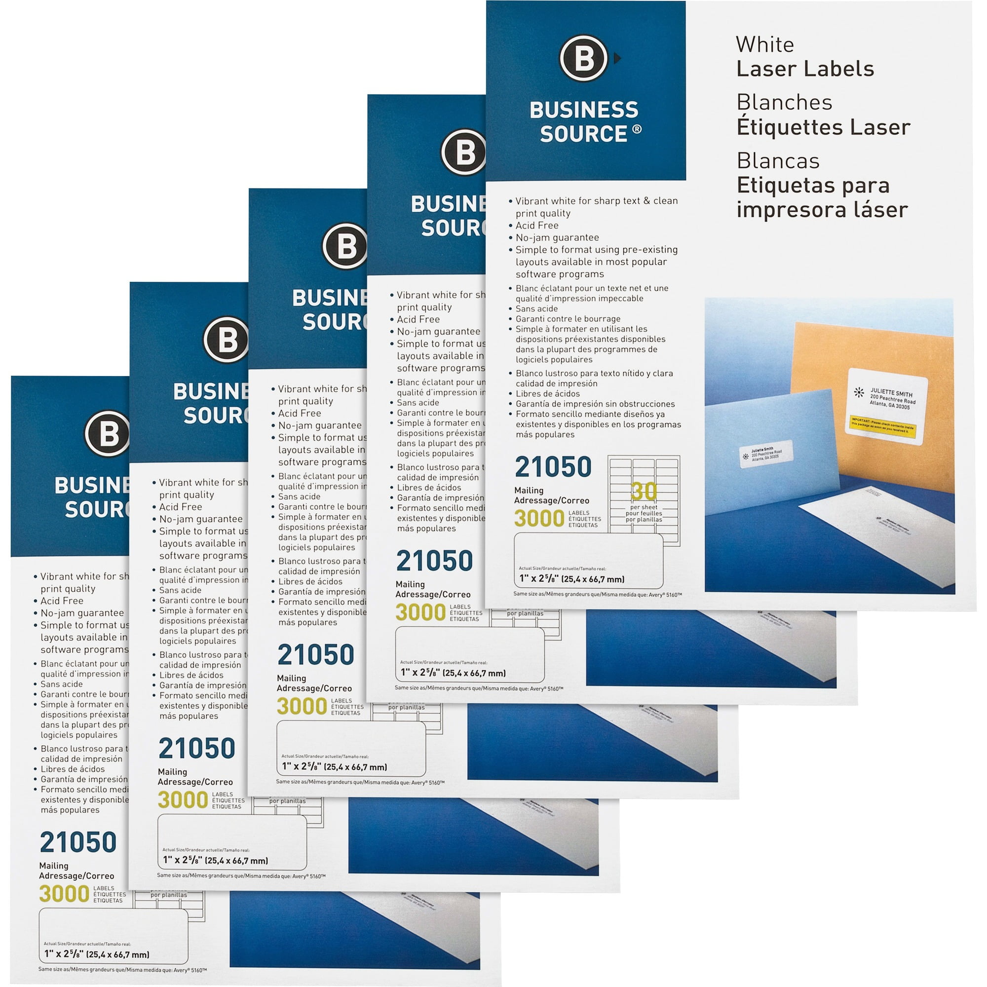 Business Source Bright White Premium-quality Address Labels - 1" X 2 5/ ...