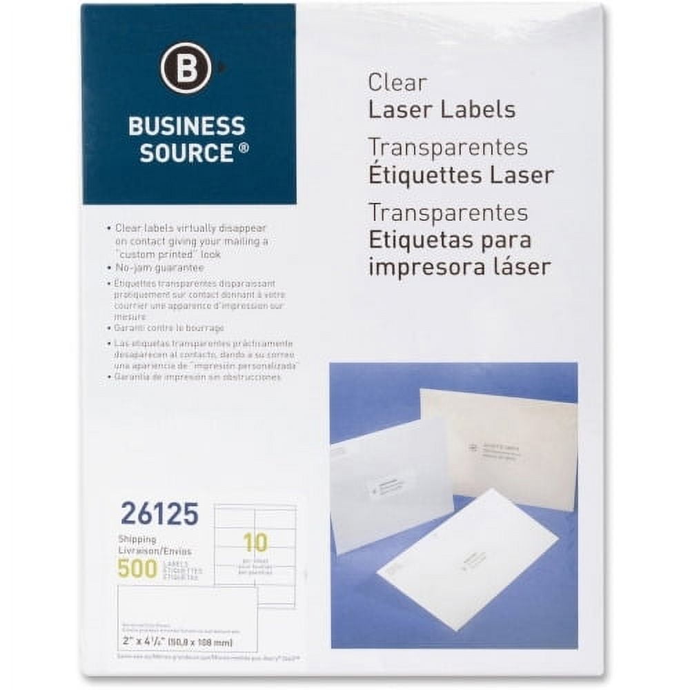 Business Source Clear Shipping Labels Permanent Adhesive - 2" x 4.25 ...
