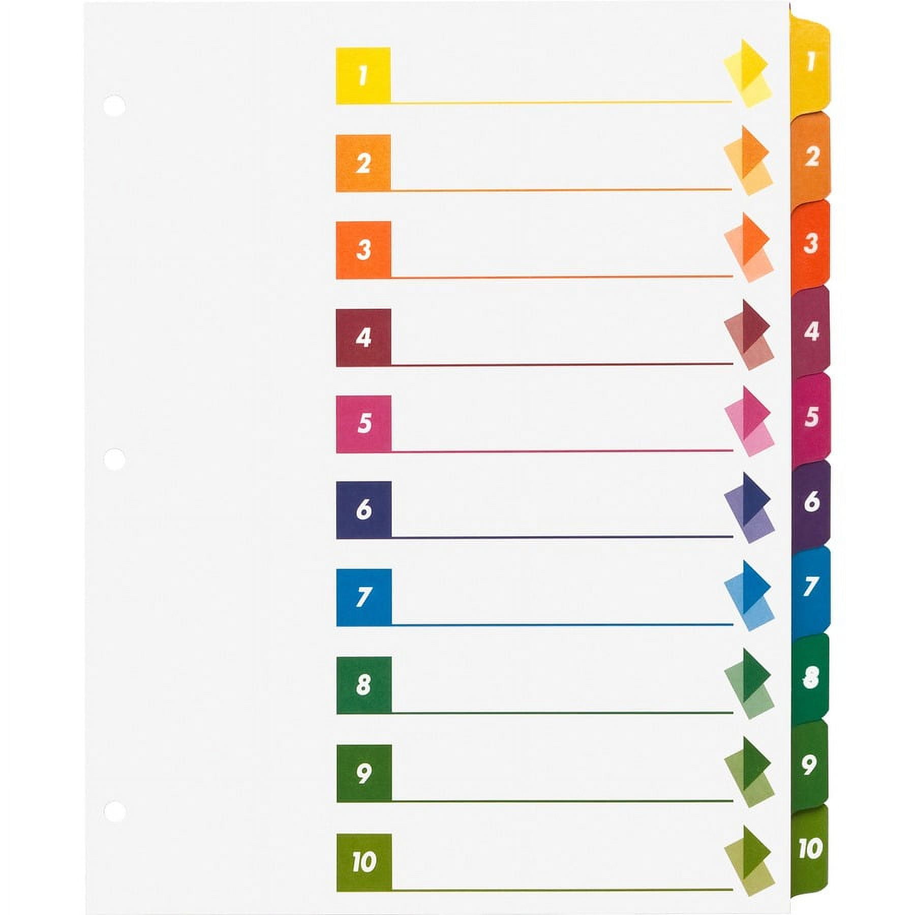 Business Source Color-coded Table of Contents/Tabs Index Dividers ...