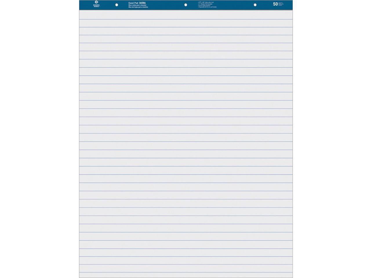 Business Source Easel Pad Ruled 50 Sheets 27"x34" 4/CT White 36586 ...