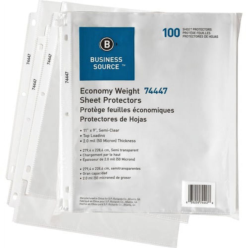 Business Source Economy Weight Sheet Protectors - 11" Height x 9" Width ...