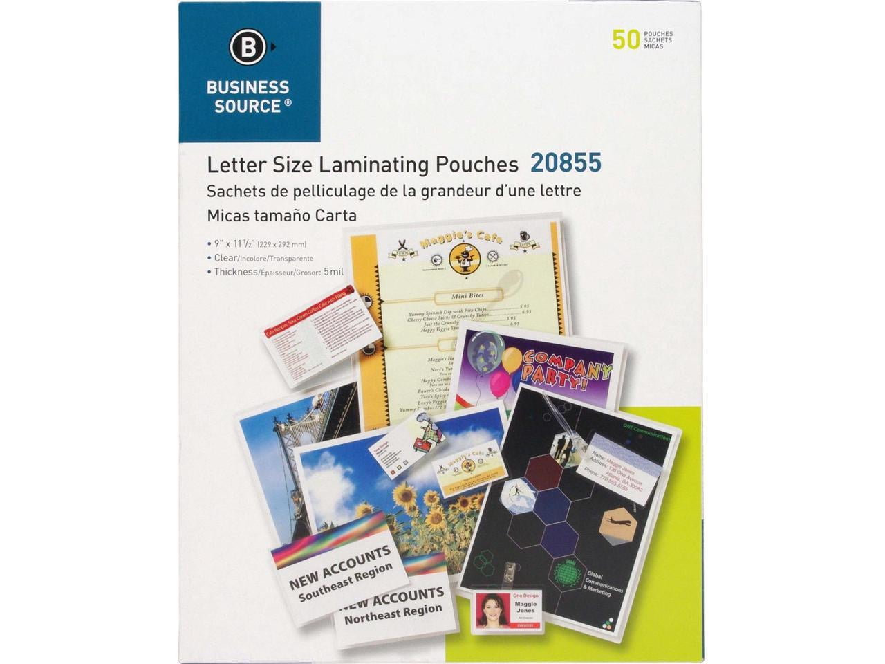 Business Source Laminating Pouches Letter 5Mil 9"x11-1/2" 50/BX Clear ...