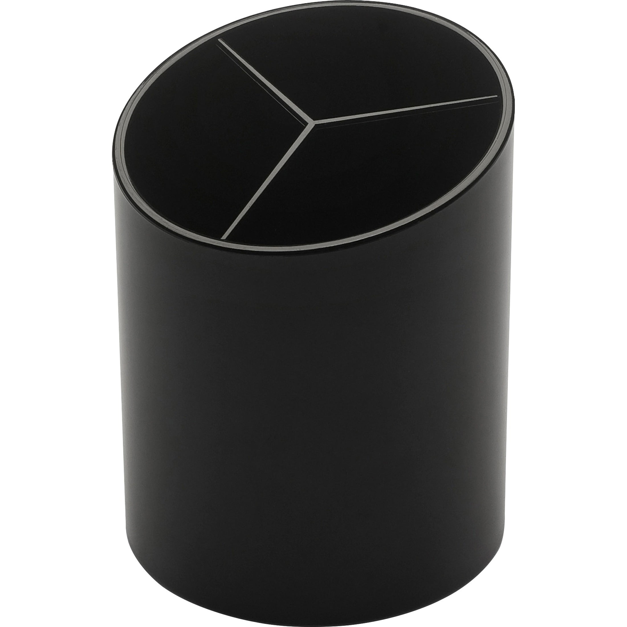 Business Source Large 3-Compartment Plastic Pencil Cup - 3" x 3" x 4.1 ...