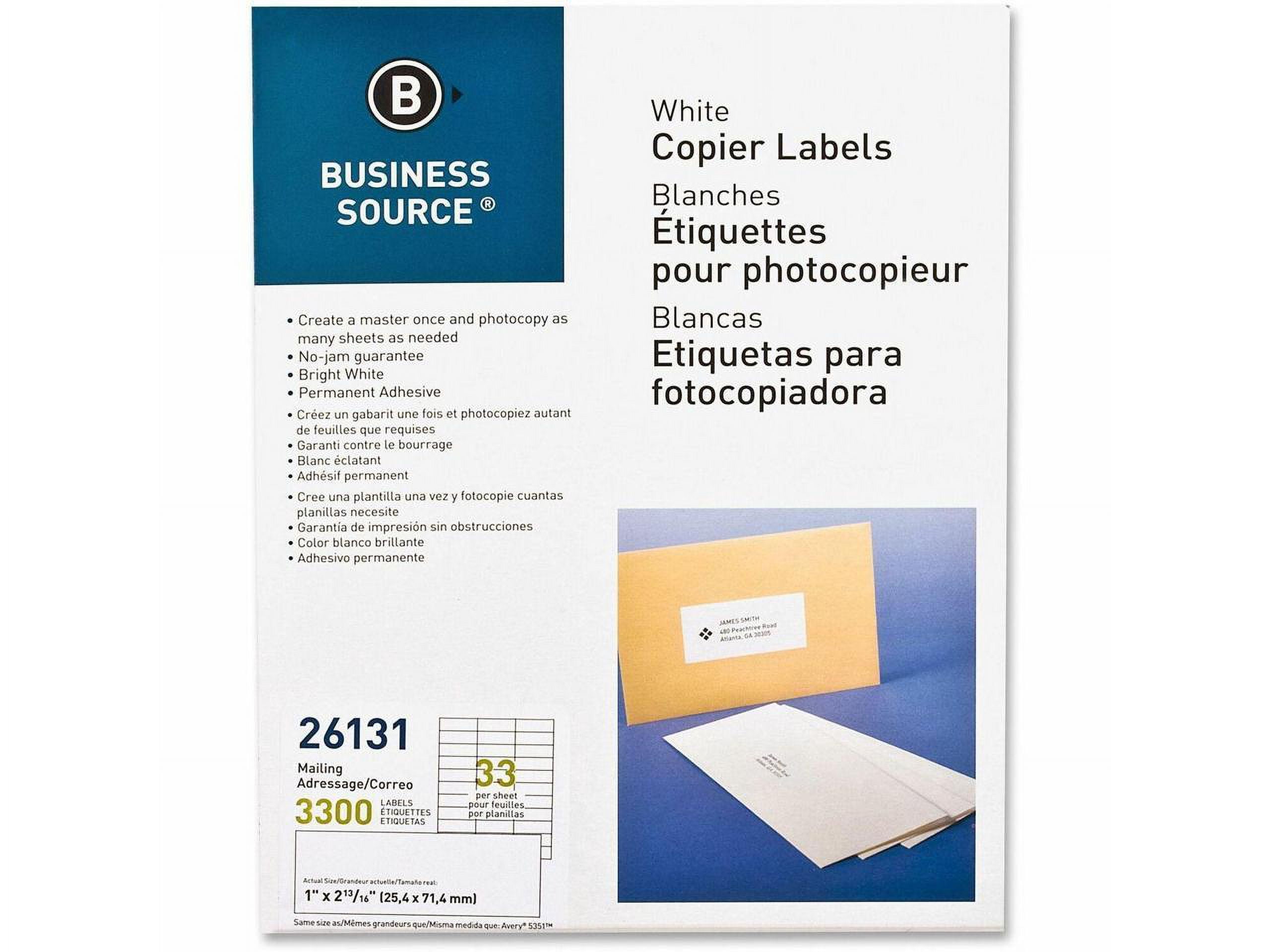 Business Source Mailing Labels 1"x2-3/4" 3300/PK White 26131 - Walmart.com