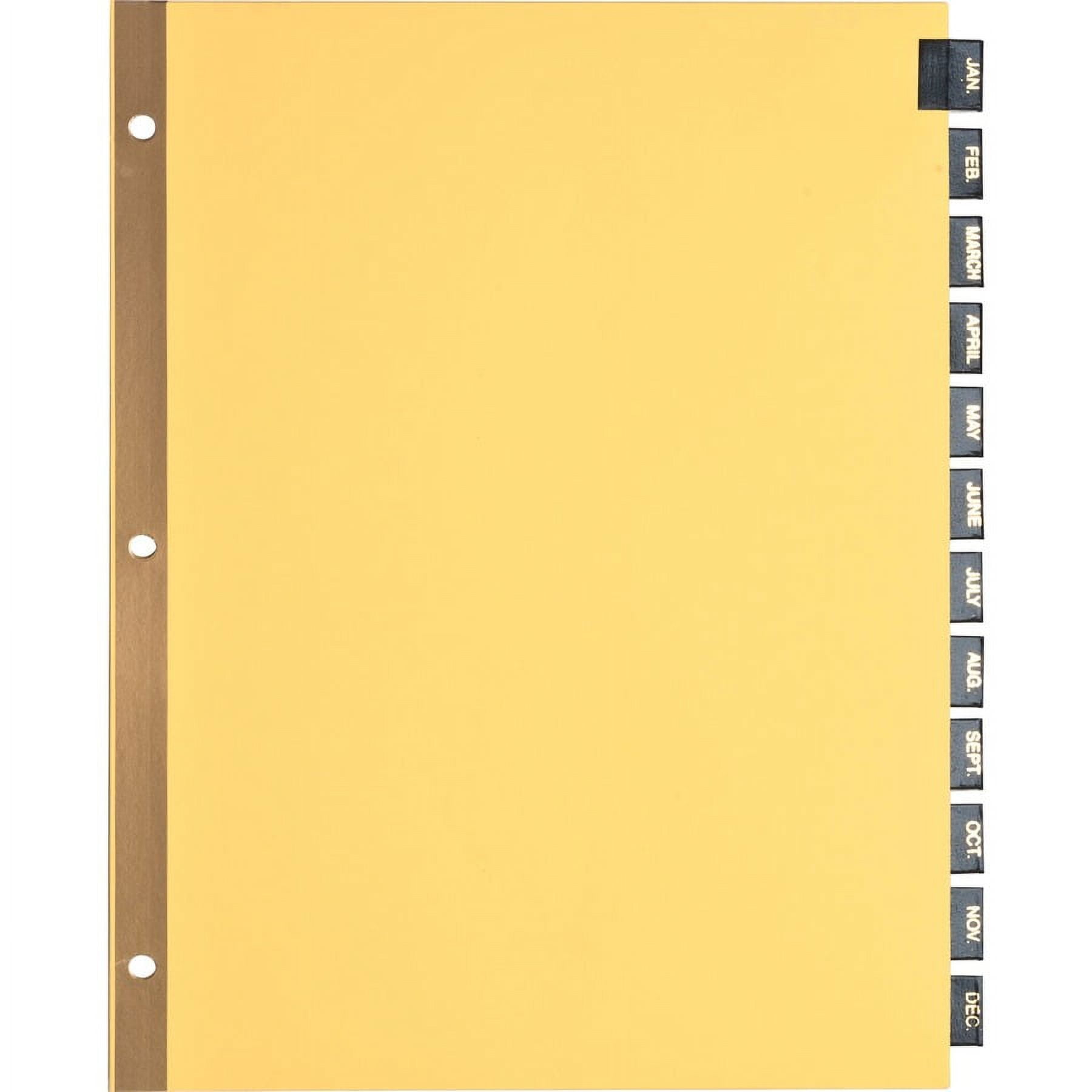 Business Source Monthly Black Leather Tab Index Dividers - 12 Printed ...
