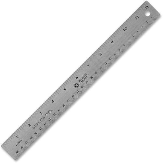Business Source Nonskid Stainless Steel Ruler 12" Length - 1/16, 1/32 ...