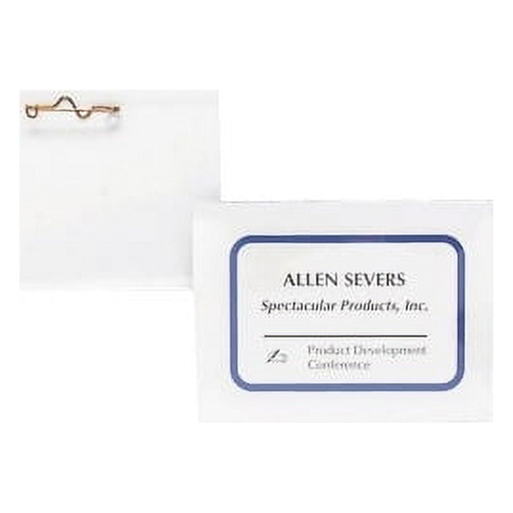 Business Source Pin Style Holder Name Badge Kit 100 / Box - Clear ...