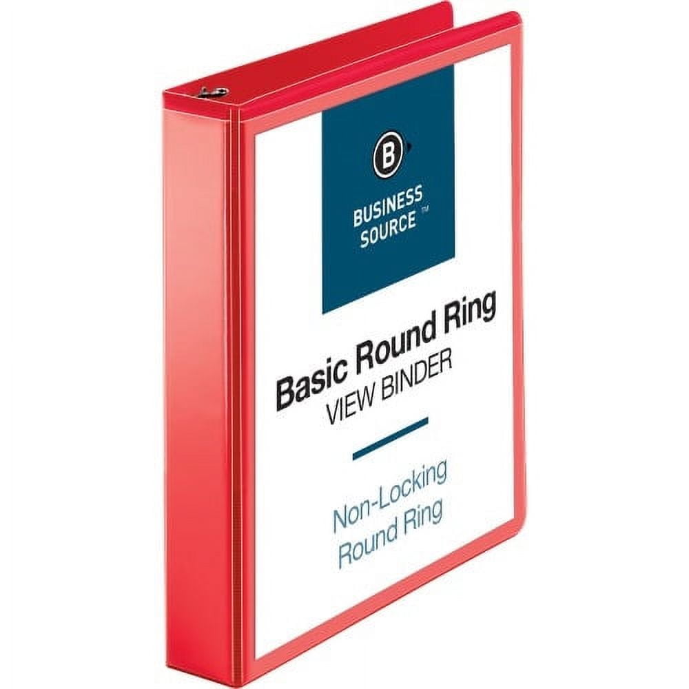 Business Source View Binder Round Ring 1-1/2" Red 09967 - Walmart.com