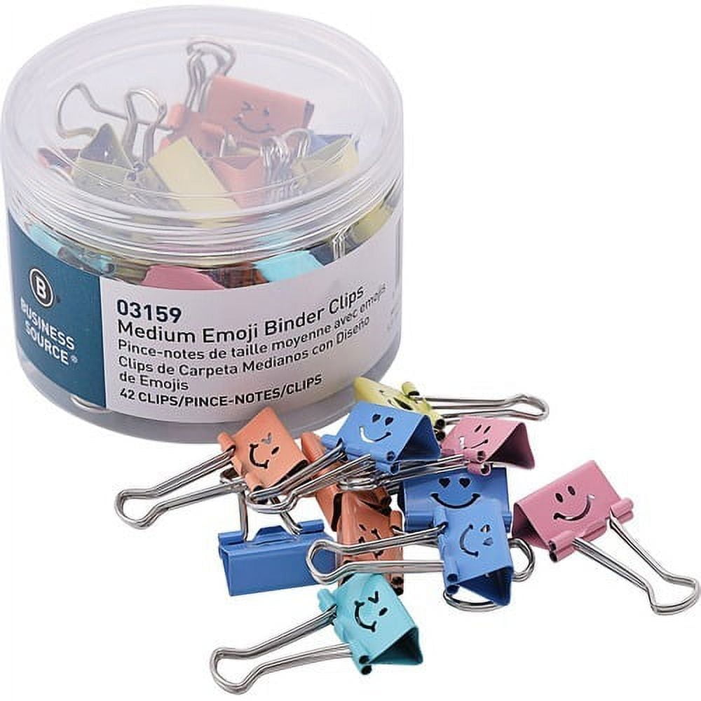 Business Source, BSN03159, Smiling Face Binder Clips, 42 / Tube ...