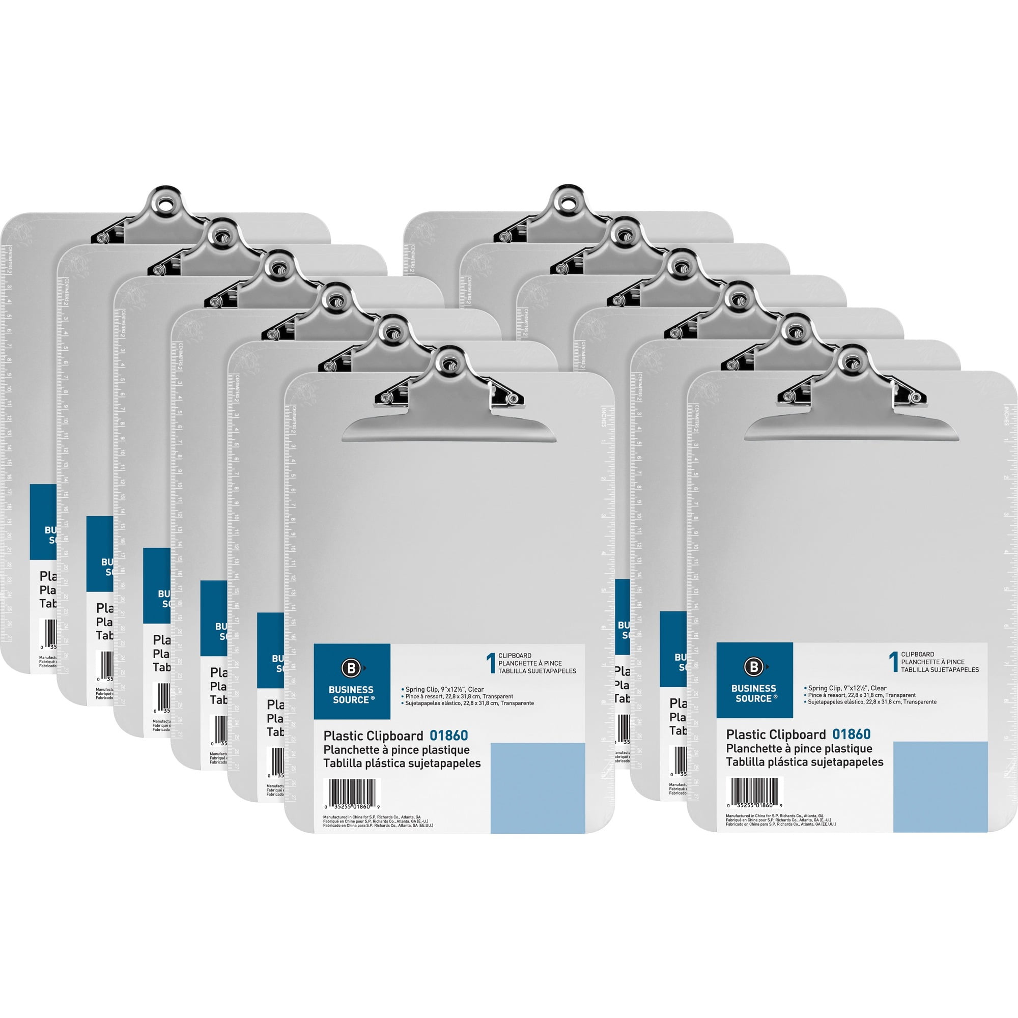 Business Source Spring Clip Plastic Clipboard - Spring Clip - Plastic ...