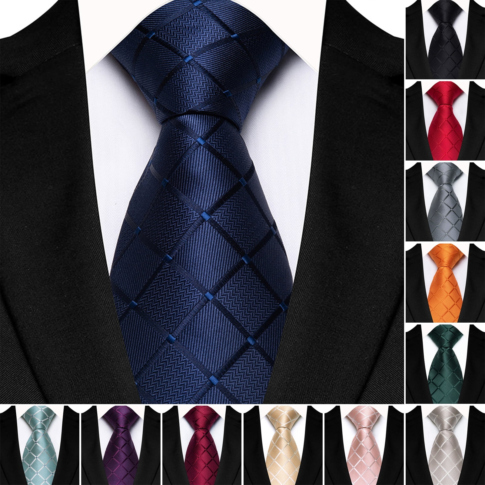 Business Tie - Square Geometric Design Solid Color Smooth Satin Formal ...