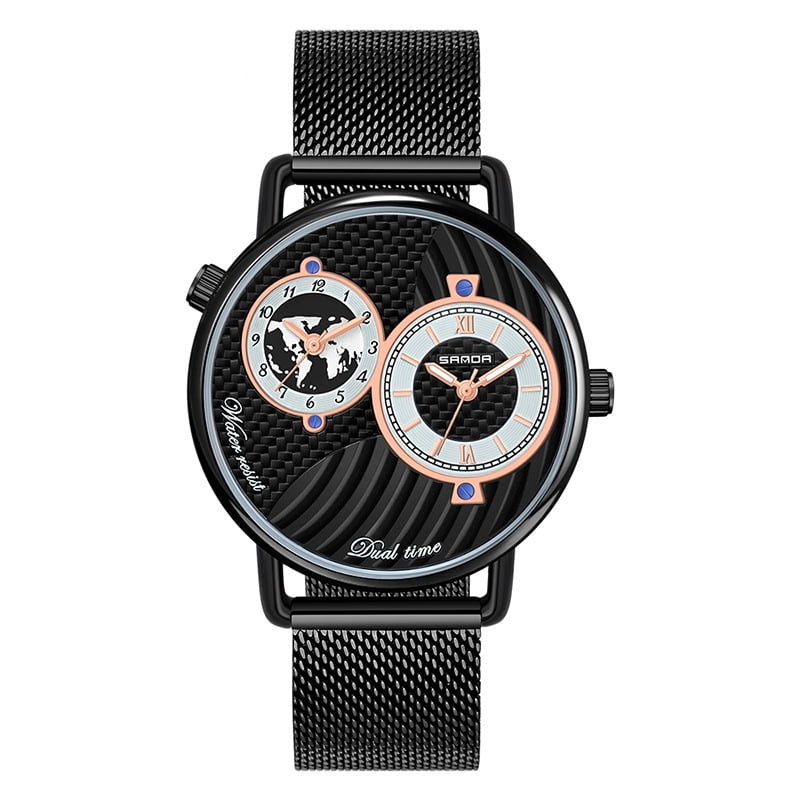 Business Wrist Watch Stainless Steel Quartz Watch Mesh Strap Leather ...