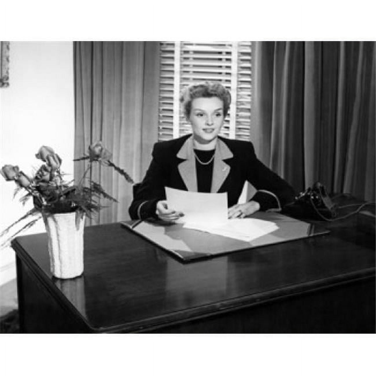 Businesswoman Sitting in an Office Poster Print - 18 x 24 in. - Walmart.com