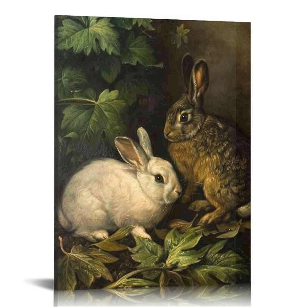 Busmko Bunny Rabbit Poster Decorations For Wall Art Framed Canvas ...